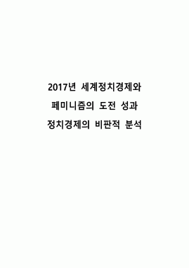 2017년 세계정치경제와 페미니즘의 도전 성과 정치경제의 비판적 분석-1페이지