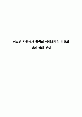 청소년 자원봉사 활동의 생태체계적 이해와 참여 실태 분석-1페이지