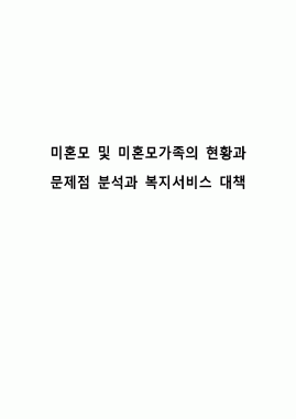 미혼모 및 미혼모가족의 현황과 문제점 분석과 복지서비스 대책-1페이지
