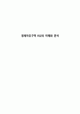 경제자유구역 FEZ의 이해와 분석-1페이지