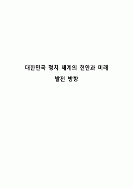 대한민국 정치 체계의 현안과 미래 발전 방향-1페이지