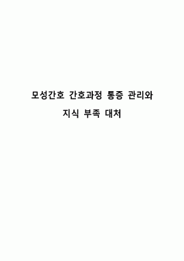 모성간호 간호과정 통증 관리와 지식 부족 대처-1페이지
