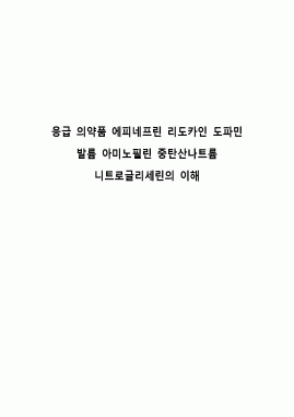 응급 의약품 에피네프린 리도카인 도파민 발륨 아미노필린 중탄산나트륨 니트로글리세린의 이해-1페이지