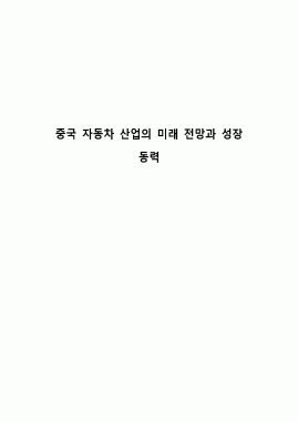중국 자동차 산업의 미래 전망과 성장 동력-1페이지