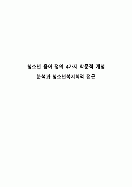 청소년 용어 정의 4가지 학문적 개념 분석과 청소년복지학적 접근-1페이지