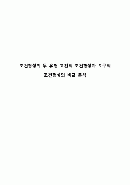 조건형성의 두 유형 고전적 조건형성과 도구적 조건형성의 비교 분석-1페이지