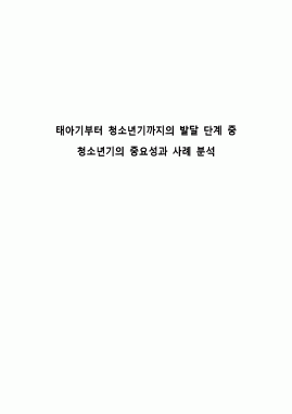 태아기부터 청소년기까지의 발달 단계 중 청소년기의 중요성과 사례 분석-1페이지