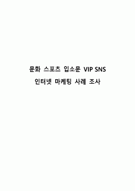문화 스포츠 입소문 VIP SNS 인터넷 마케팅 사례 조사-1페이지