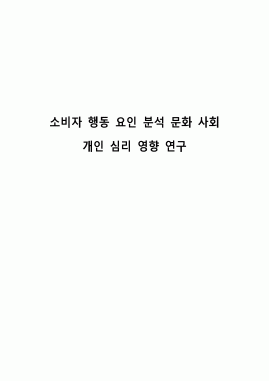 소비자 행동 요인 분석 문화 사회 개인 심리 영향 연구-1페이지
