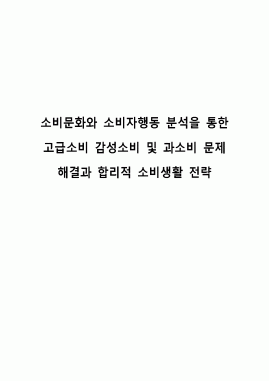 소비문화와 소비자행동 분석을 통한 고급소비 감성소비 및 과소비 문제 해결과 합리적 소비생활 전략-1페이지