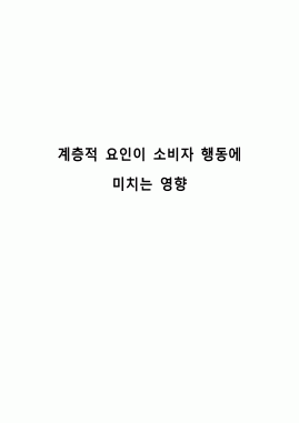 계층적 요인이 소비자 행동에 미치는 영향-1페이지