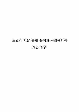 노년기 자살 문제 분석과 사회복지적 개입 방안-1페이지