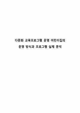 다문화 교육프로그램 운영 어린이집의 운영 방식과 프로그램 실제 분석-1페이지