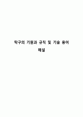 탁구의 기원과 규칙 및 기술 용어 해설-1페이지