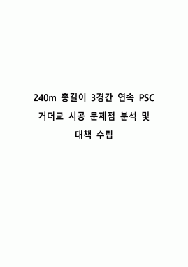 240m 총길이 3경간 연속 PSC 거더교 시공 문제점 분석 및 대책 수립-1페이지