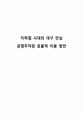 지하철 시대의 대구 안심 공영주차장 효율적 이용 방안-1페이지