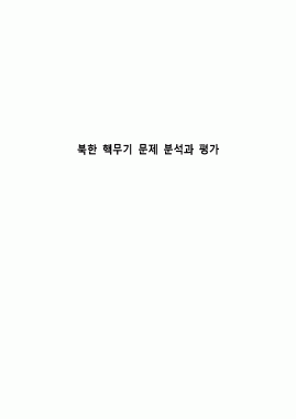 북한 핵무기 문제 분석과 평가-1페이지