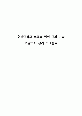영남대학교 토크쇼 영어 대화 기술 기말고사 정리 스크립트-1페이지
