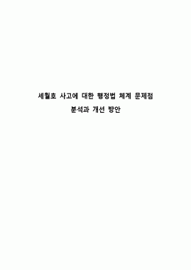 세월호 사고에 대한 행정법 체계 문제점 분석과 개선 방안-1페이지