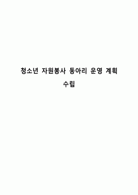 청소년 자원봉사 동아리 운영 계획 수립-1페이지