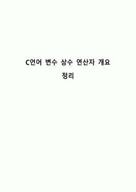 C언어 변수 상수 연산자 개요 정리-1페이지