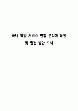 국내 입양 서비스 현황 분석과 특징 및 발전 방안 모색-1페이지