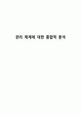 관리 체계에 대한 종합적 분석-1페이지