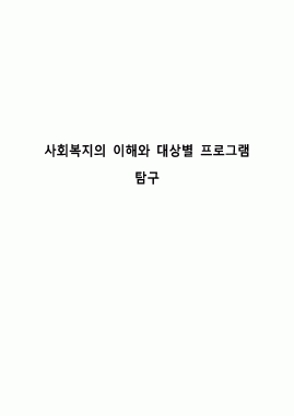 사회복지의 이해와 대상별 프로그램 탐구-1페이지