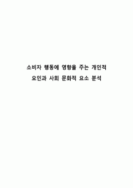 소비자 행동에 영향을 주는 개인적 요인과 사회 문화적 요소 분석-1페이지