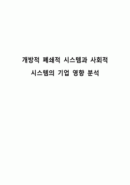 개방적 폐쇄적 시스템과 사회적 시스템의 기업 영향 분석-1페이지