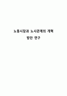노동시장과 노사관계의 개혁 방안 연구-1페이지