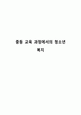 중등 교육 과정에서의 청소년 복지-1페이지