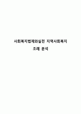 사회복지법제와실천 지역사회복지 조례 분석-1페이지
