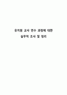 유치원 교사 연수 과정에 대한 실무적 조사 및 정리-1페이지
