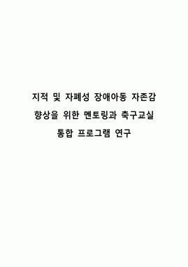 지적 및 자폐성 장애아동 자존감 향상을 위한 멘토링과 축구교실 통합 프로그램 연구-1페이지