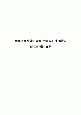 소비자 의사결정 과정 분석 소비자 행동의 의미와 영향 요인-1페이지