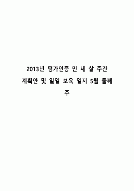 2013년 평가인증 만 세 살 주간 계획안 및 일일 보육 일지 5월 둘째 주-1페이지