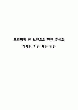 프리미엄 진 브랜드의 현안 분석과 마케팅 기반 개선 방안-1페이지