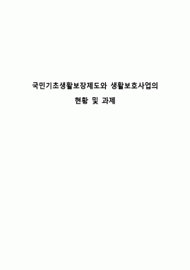 국민기초생활보장제도와 생활보호사업의 현황 및 과제-1페이지