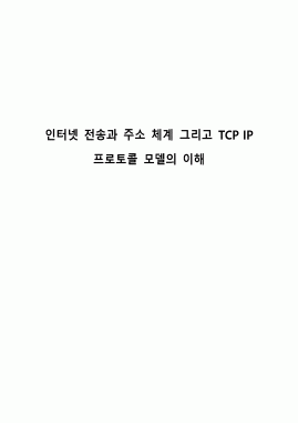 인터넷 전송과 주소 체계 그리고 TCP IP 프로토콜 모델의 이해-1페이지