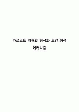 카르스트 지형의 형성과 토양 생성 메커니즘-1페이지
