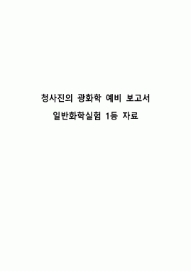 청사진의 광화학 예비 보고서 일반화학실험 1등 자료-1페이지