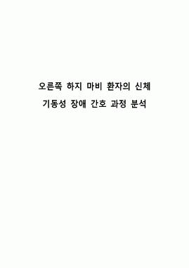 오른쪽 하지 마비 환자의 신체 기동성 장애 간호 과정 분석-1페이지