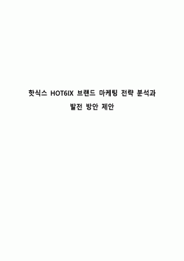 핫식스 HOT6IX 브랜드 마케팅 전략 분석과 발전 방안 제안-1페이지