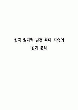 한국 원자력 발전 확대 지속의 동기 분석-1페이지