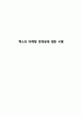 맥스의 마케팅 천재성에 대한 서평-1페이지