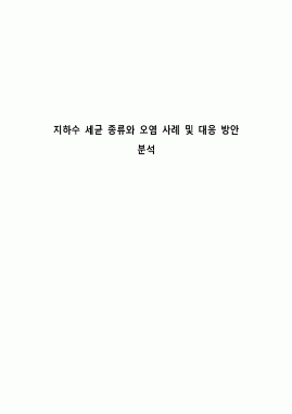 지하수 세균 종류와 오염 사례 및 대응 방안 분석-1페이지