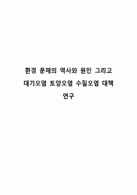 환경 문제의 역사와 원인 그리고 대기오염 토양오염 수질오염 대책 연구-1페이지