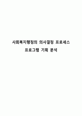 사회복지행정의 의사결정 프로세스 프로그램 기획 분석-1페이지
