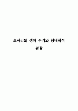 초파리의 생애 주기와 형태학적 관찰-1페이지